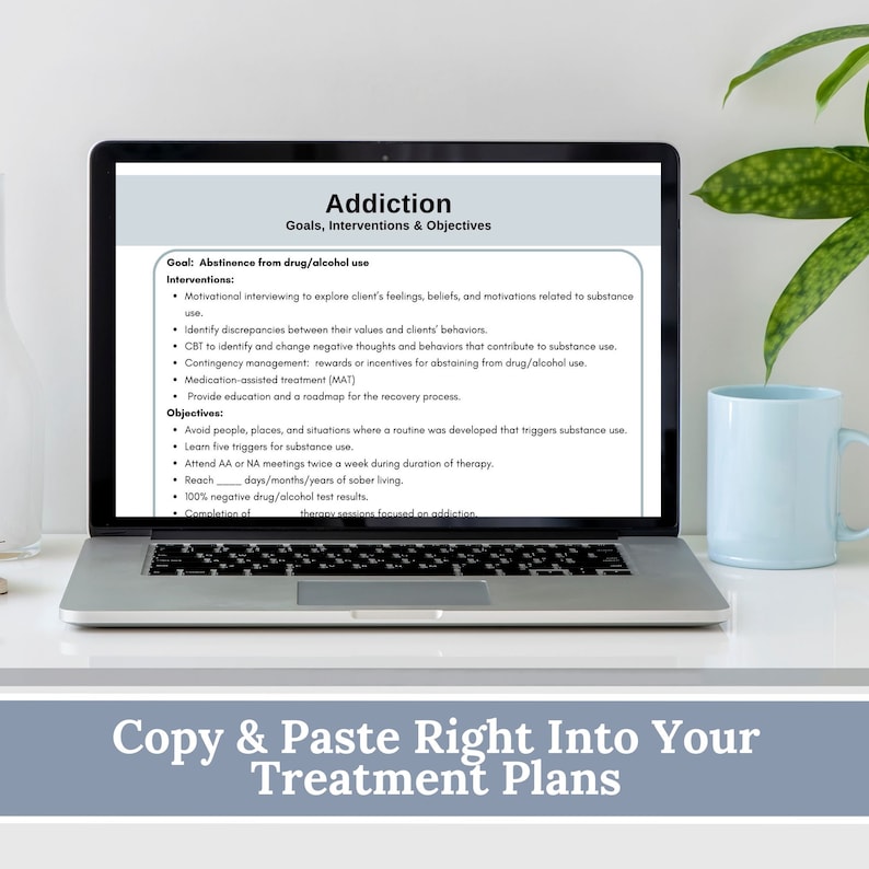 Addiction Treatment Plan Cheat Sheet: Counselor Therapy Tool (fillable ...