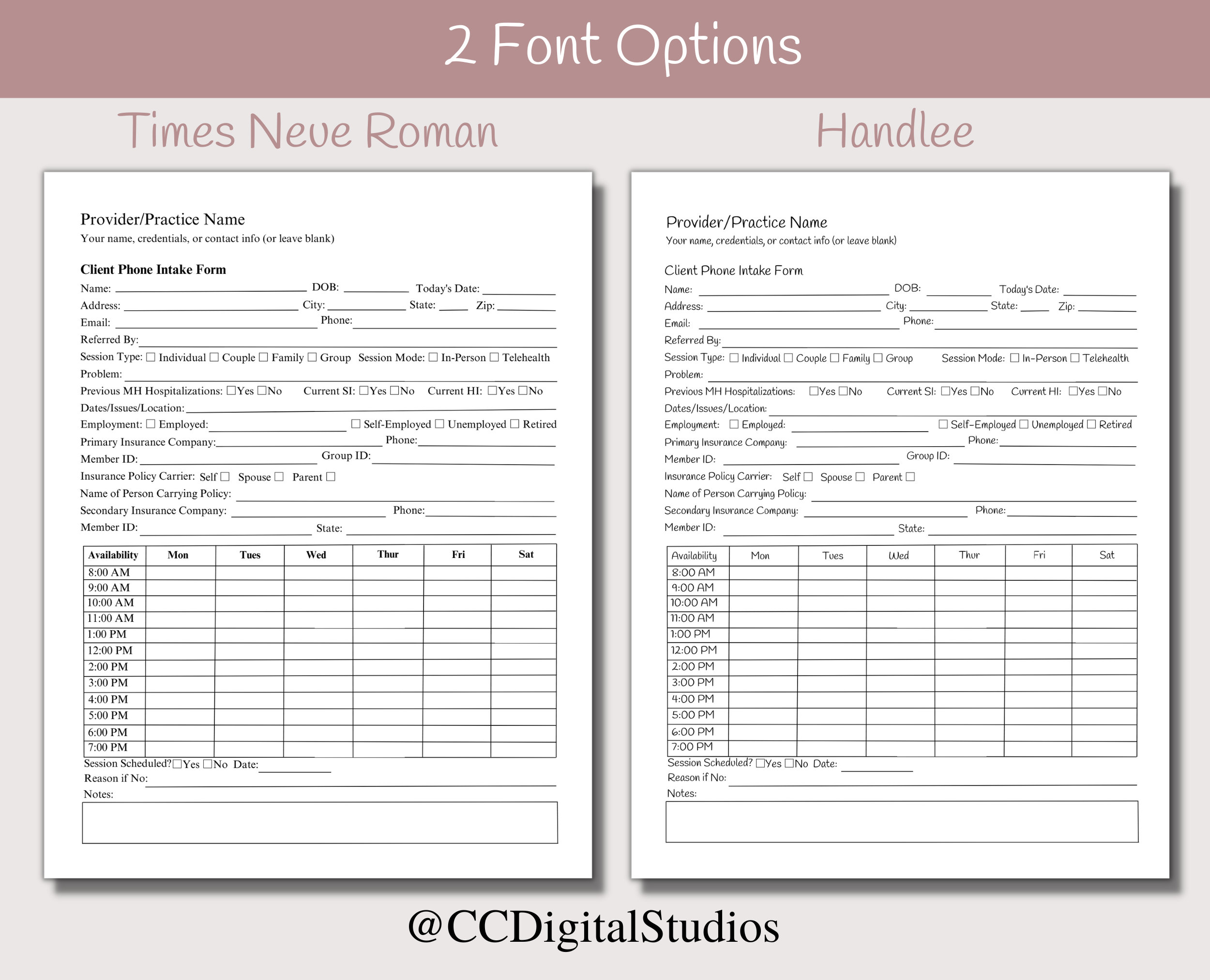 Client Intake Form Phone Consult for Clinicians Mental - Etsy