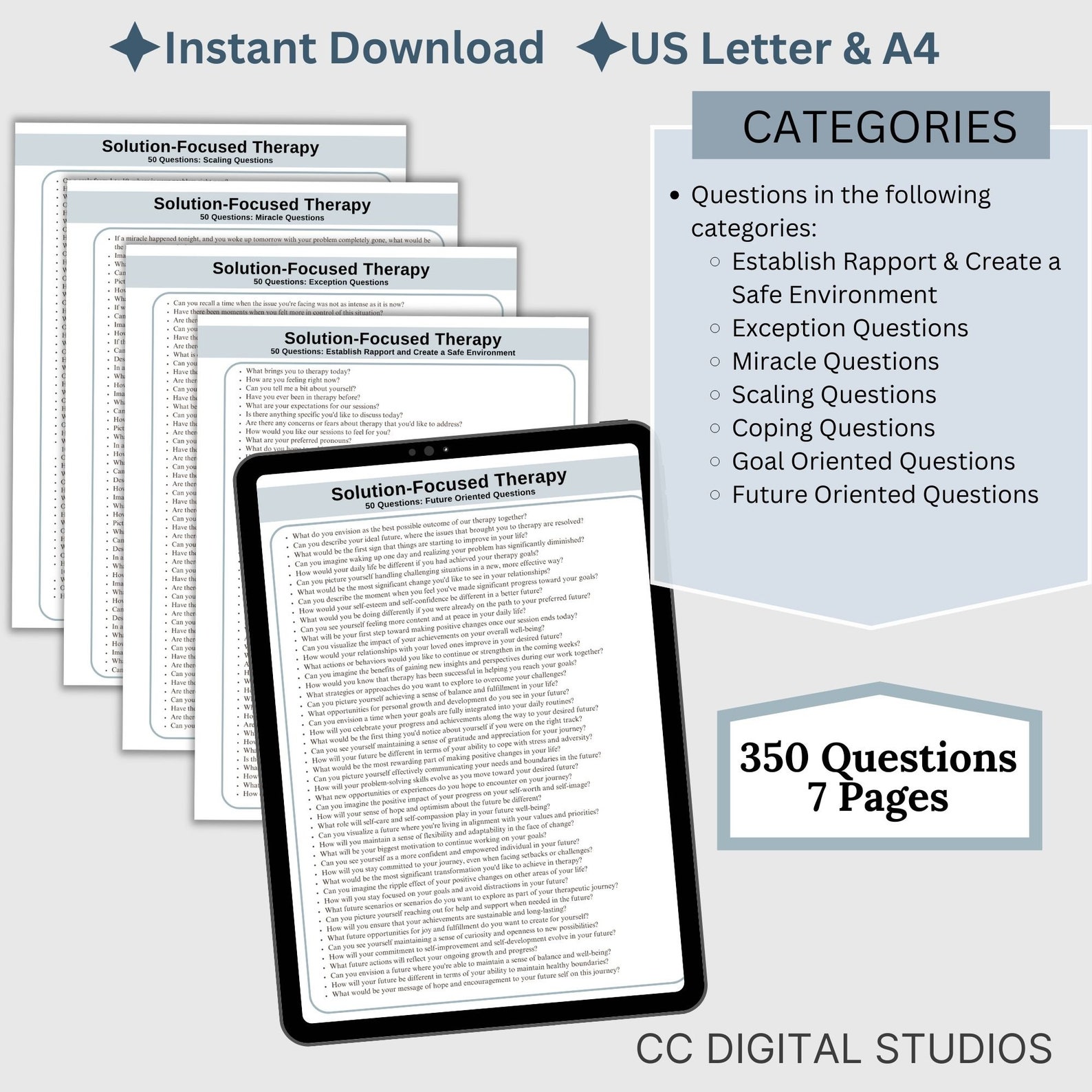 Solution Focused Therapy Questions: Cheat Sheets for Therapists ...