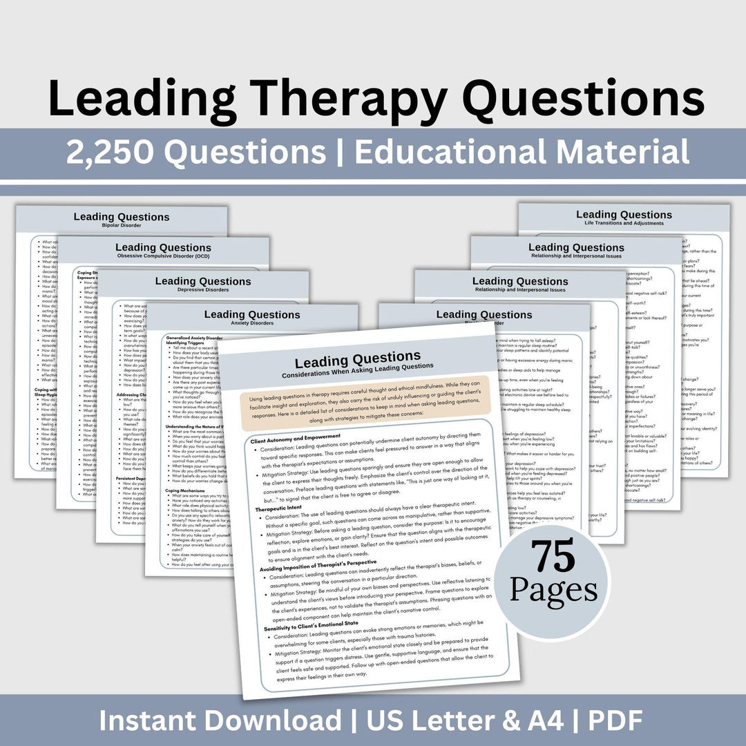 Therapy Questions Cheat Sheet: 2,250+ Leading Questions (digital ...