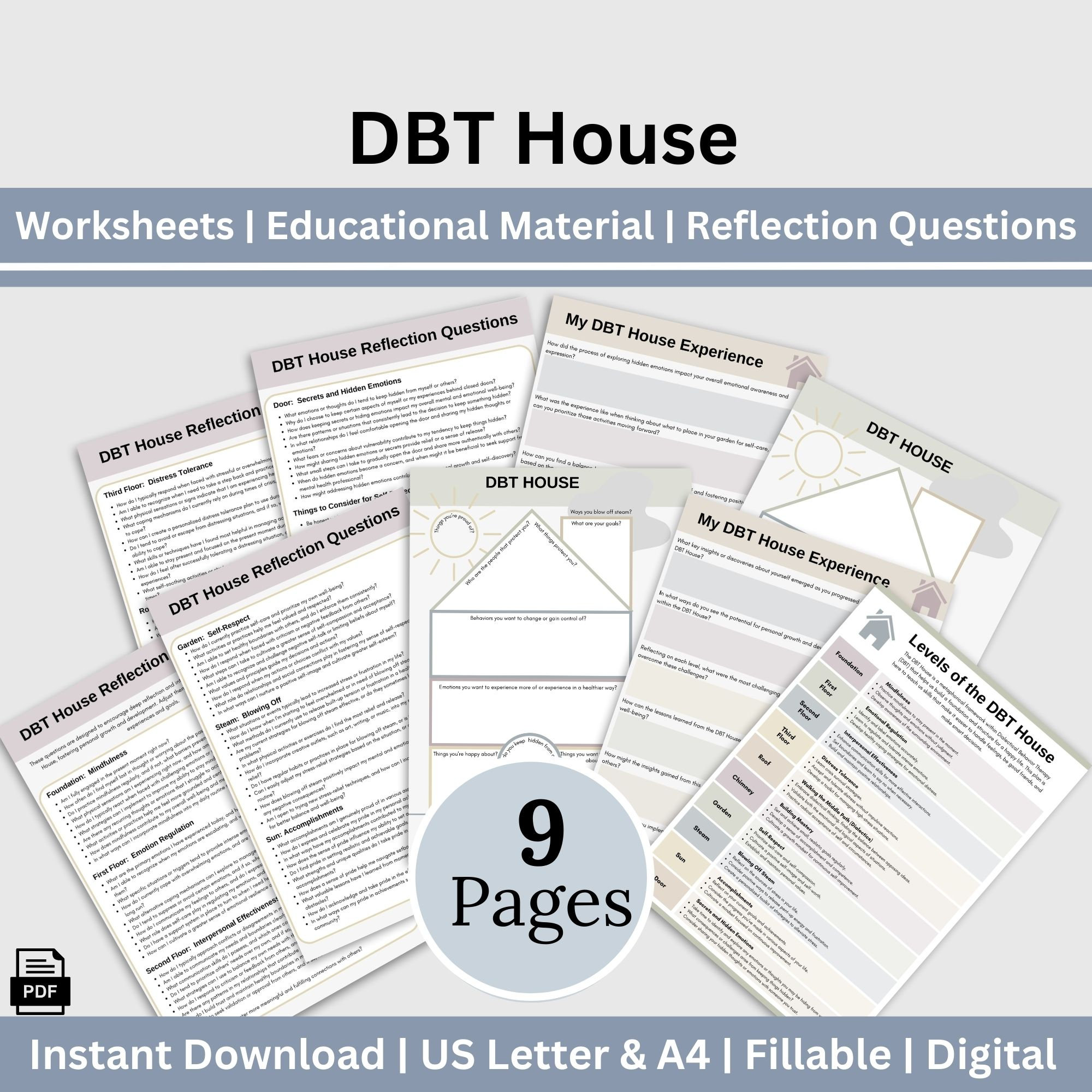DBT House Therapy Worksheets, Growth Mindset, BPD, DBT Workbook ...