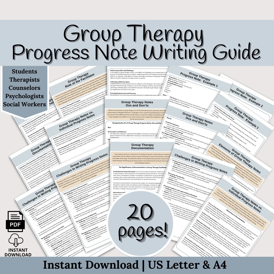 Group Therapy Progress Note Guide Therapy Cheat Sheet - Etsy
