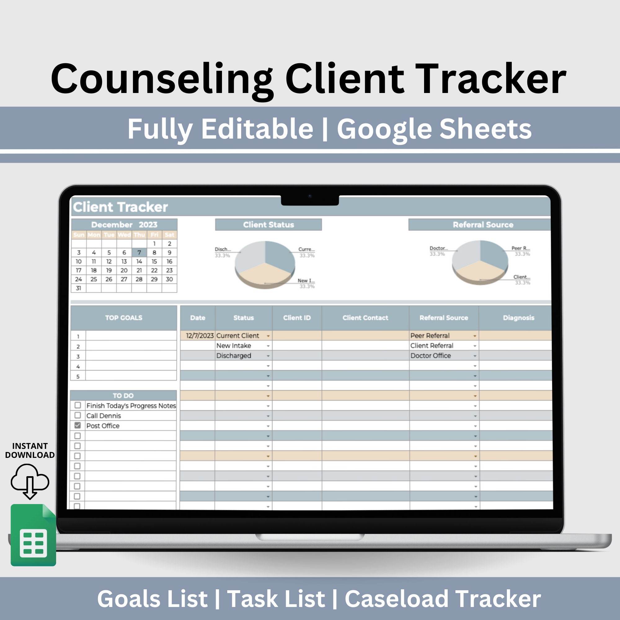 Client Tracker Google Sheets Client Management, Client Session Tracker ...