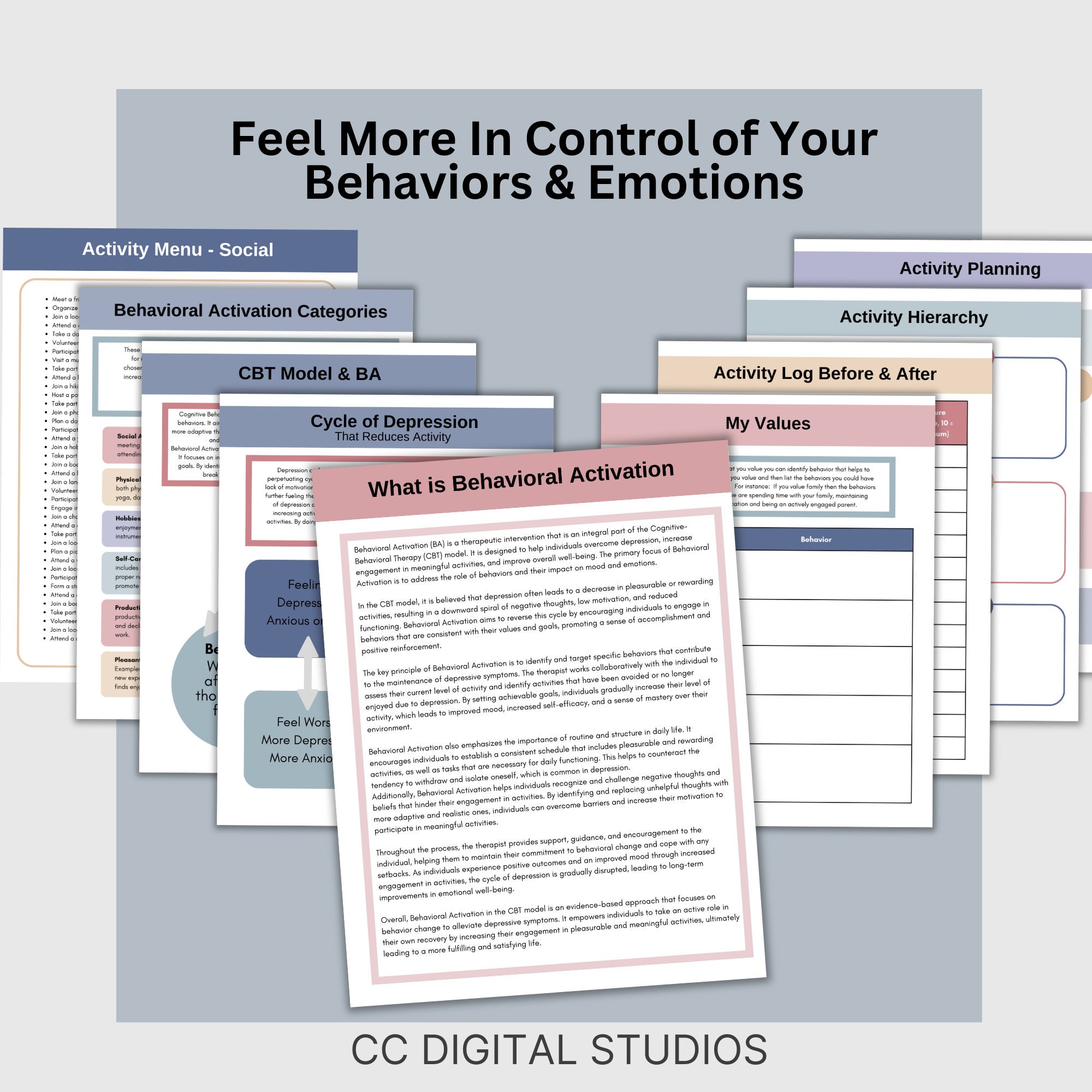 CBT Therapy Worksheets Behavioral Activation, Therapy Resources, Mental ...
