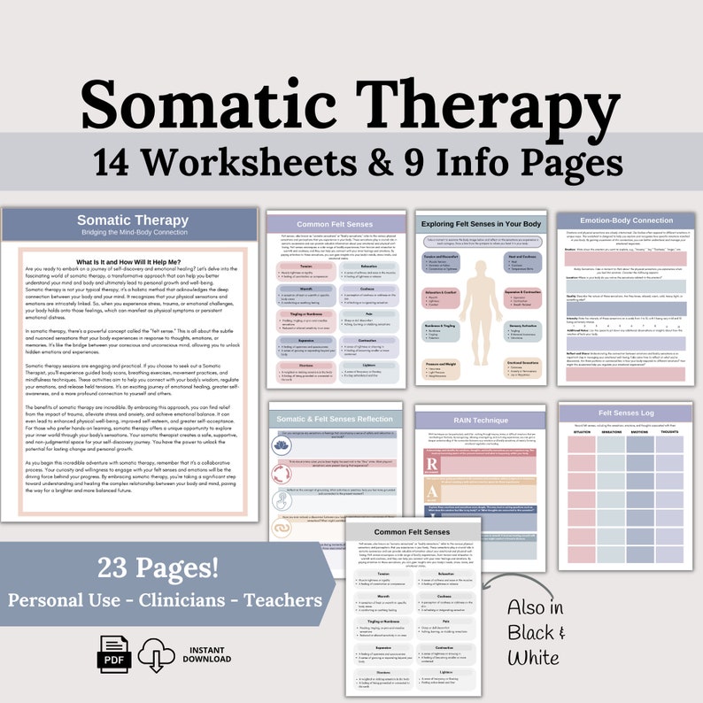 Somatic Therapy Worksheets Felt Senses Somatic Exercises For Sensory