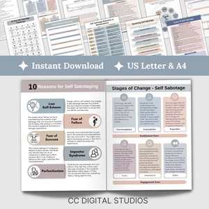 Self Sabotage Workbook, Inner Critic Therapy Worksheets, Self Love ...