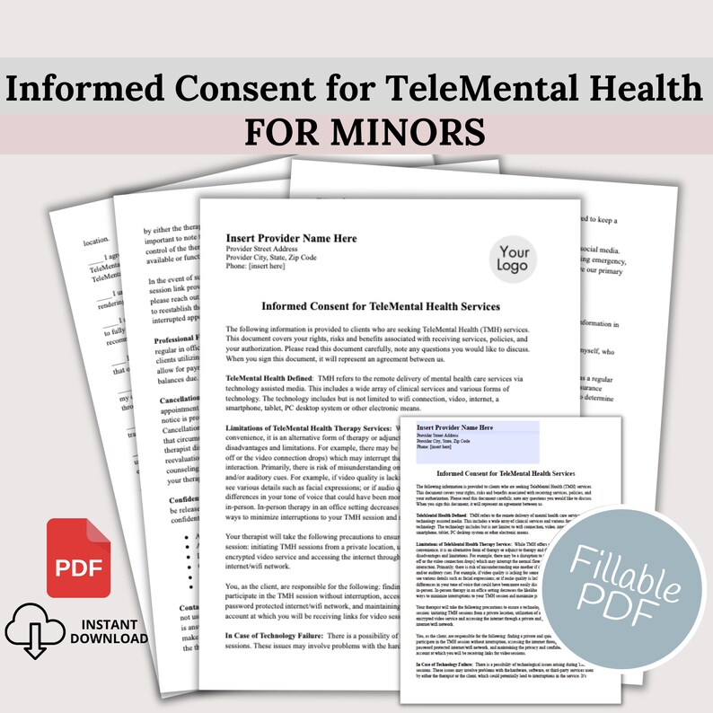 Informed Consent for Telehealth Services for Minors, Fillable PDF ...