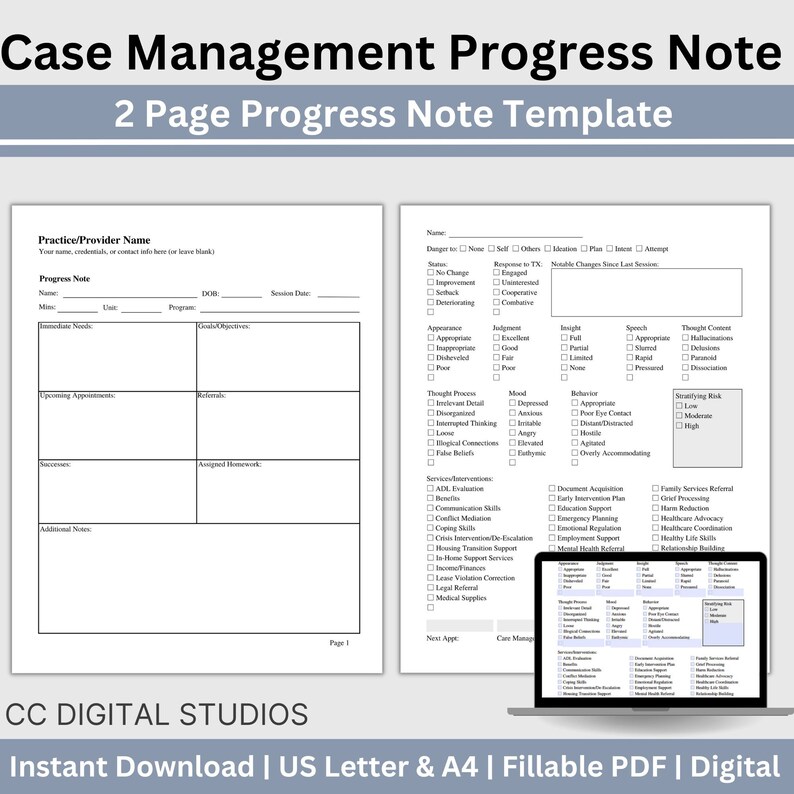 Case Manager Notes Bundle: Social Worker Tools (fillable PDF) - Etsy