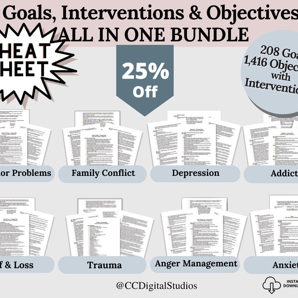 Therapy Treatment Plans Goals and Interventions Cheat Sheet - Etsy