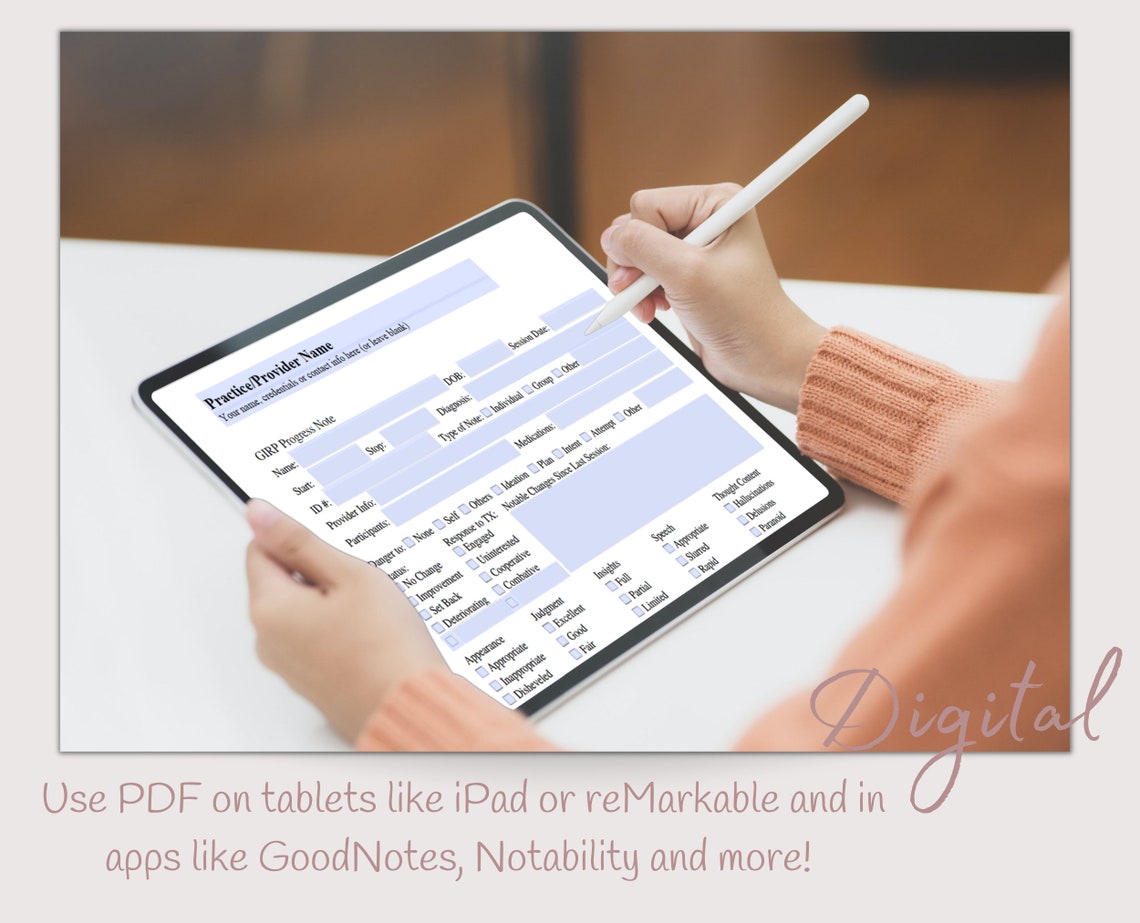 GIRP Progress Note Template Fillable & Printable Mental - Etsy