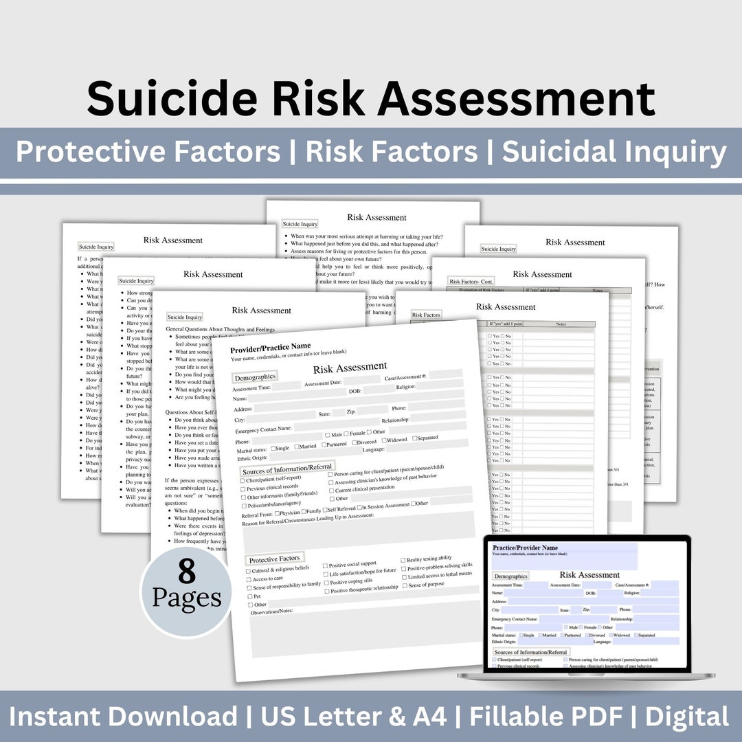 Mental Health Risk Assessment, Risk Assessment Template, Suicide ...