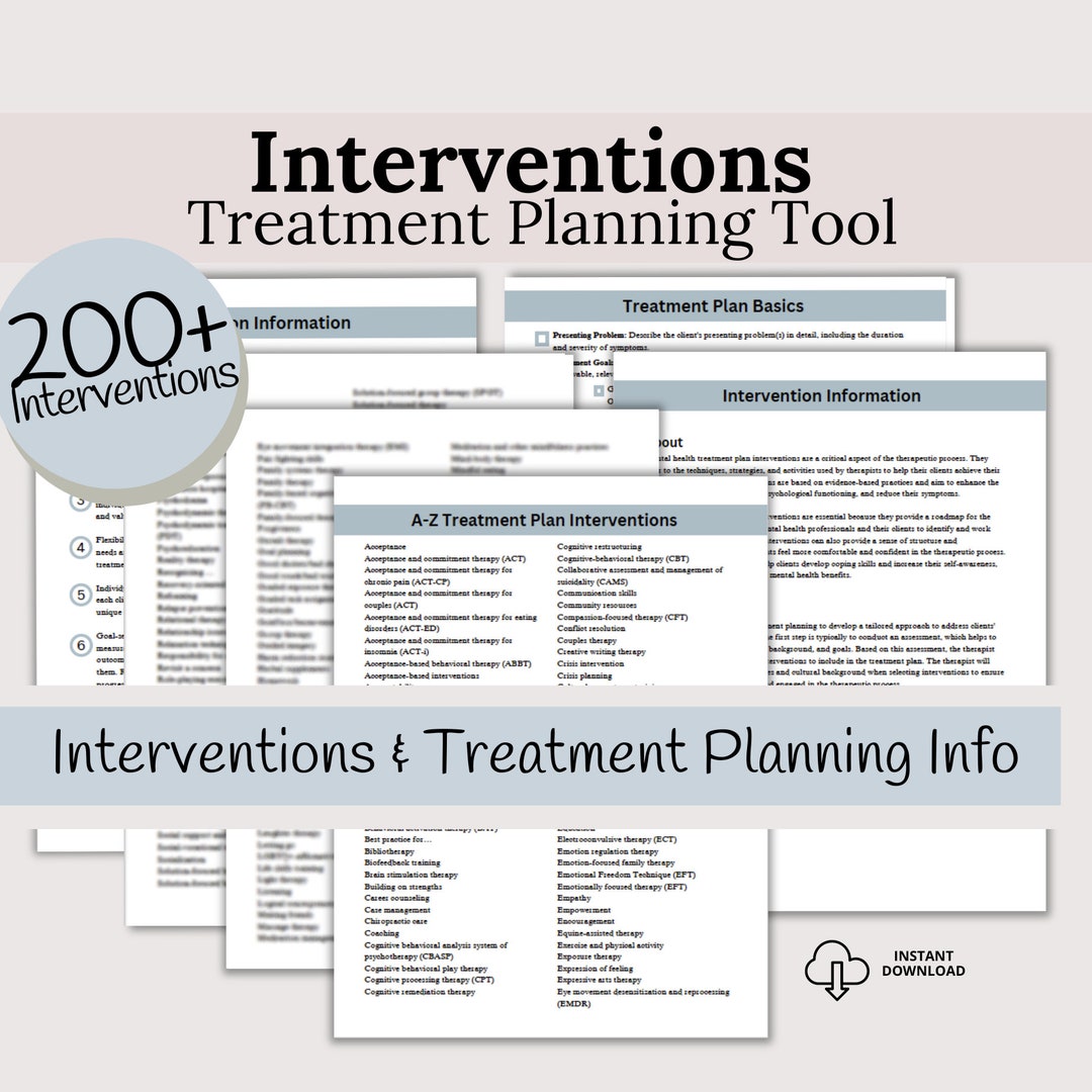 Therapy Interventions List & Treatment Planning Educational Material ...