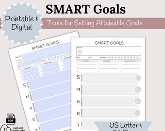 SMART Goal Setting Worksheet Printable SMART Goals Template Instant ...