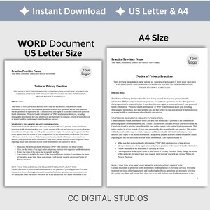 HIPAA Template Notice of Privacy Practices for Private Practice, WORD ...