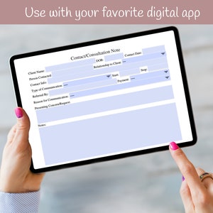 Therapy Contact Note Fillable PDF Consultation Form Therapy - Etsy