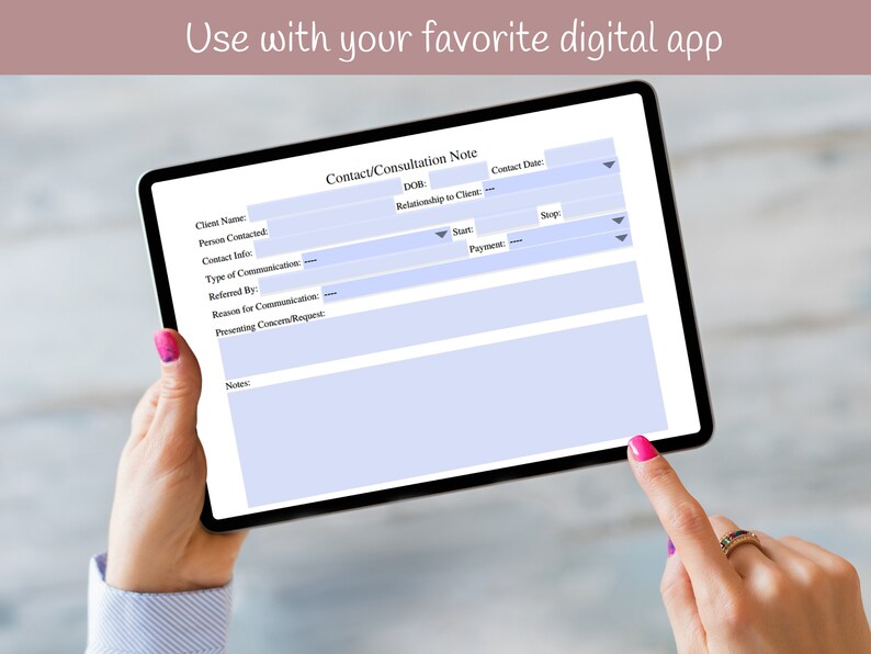 Therapy Contact Note Fillable PDF Consultation Form Therapy - Etsy