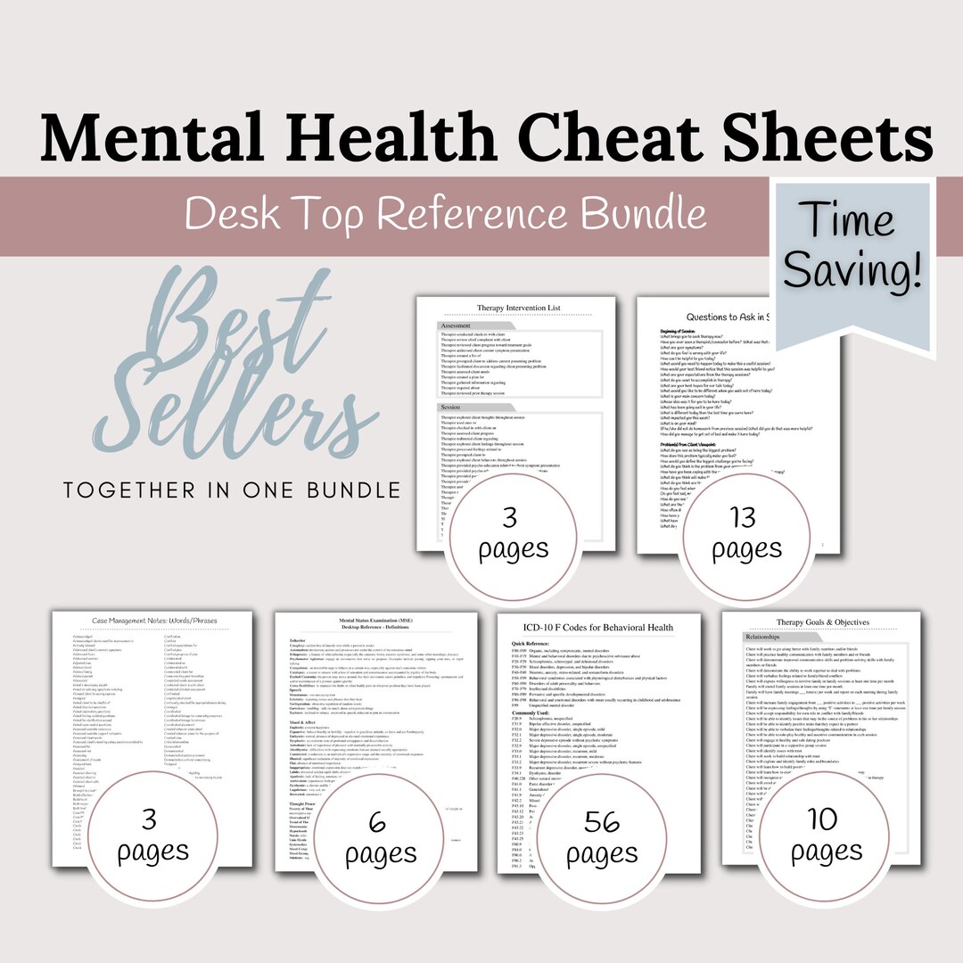 CHEAT SHEET BUNDLE Mental Health Desk Top Reference - Etsy
