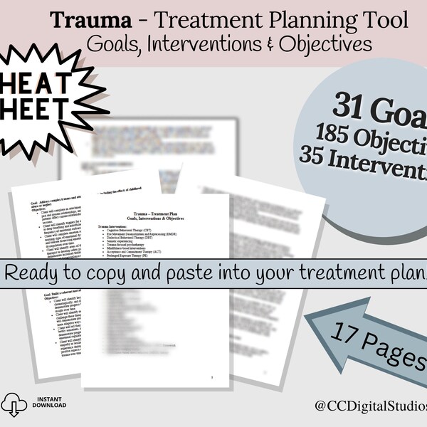 Therapy Treatment Plans Goals and Interventions Cheat Sheet - Etsy