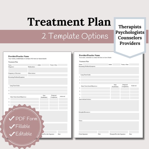 Client Treatment Plan - Etsy