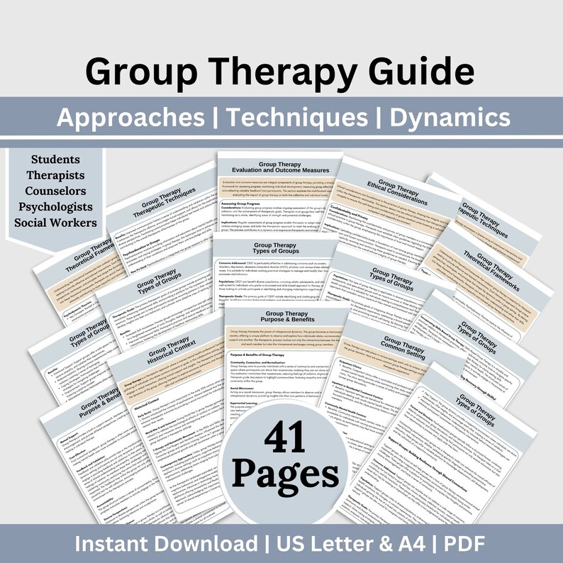 Group Therapy Reference Sheets and Guide, Therapy Cheat Sheet, Counseling Tools for New ...