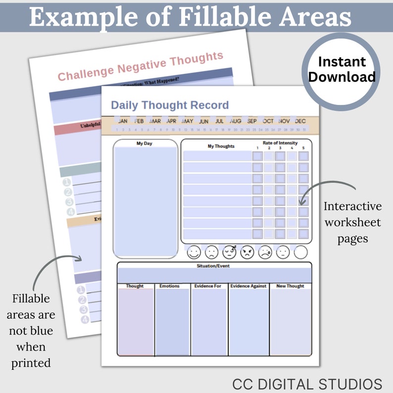 CBT Therapy Worksheets Bundle: Mental Health Counseling Resources ...