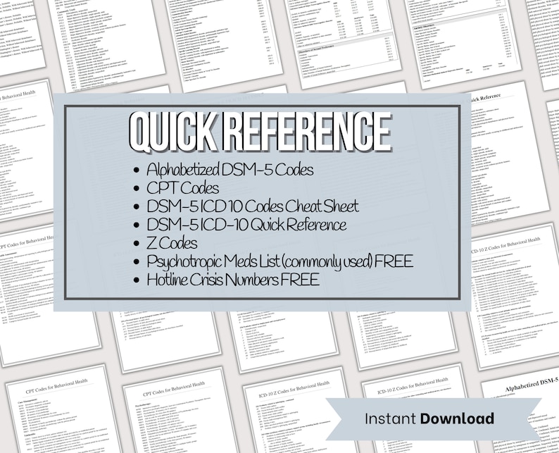 Mental Health Codes Cheat Sheet DSM-5 Code Clinical Terms - Etsy UK