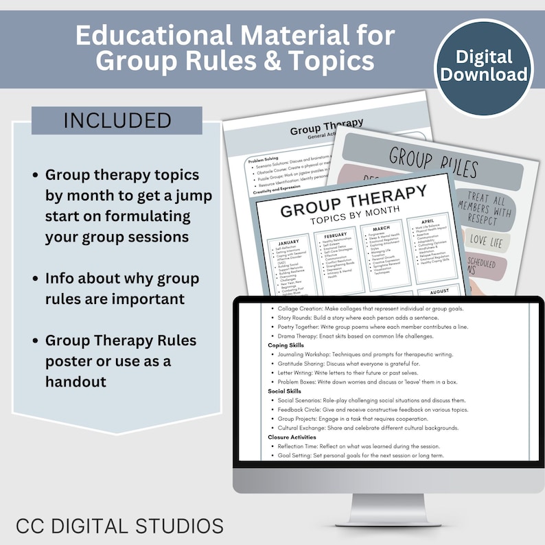 Mental Health Group Therapy Activity Ideas: Therapist Tools (digital ...