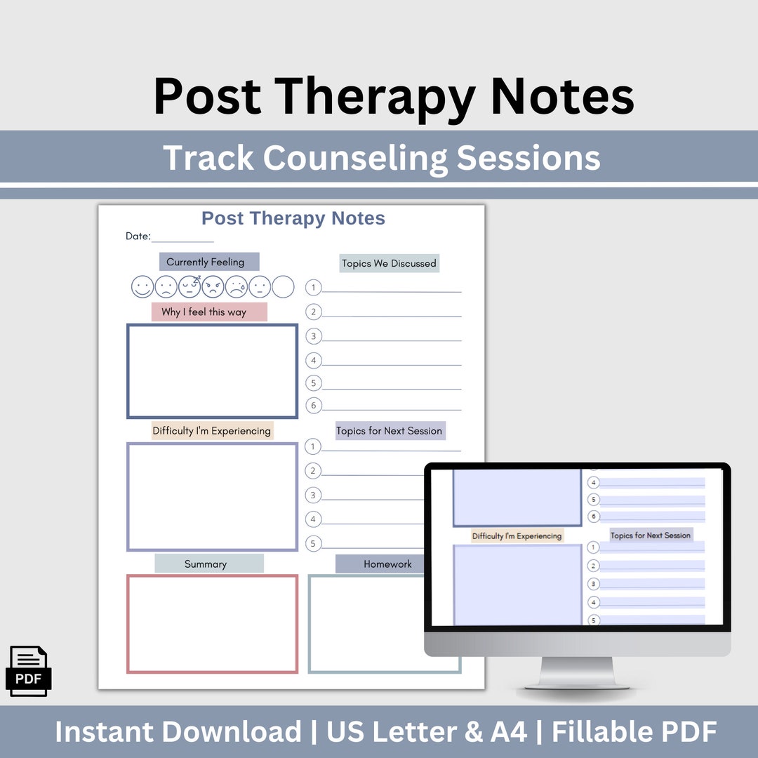 Post Therapy Notes, Therapy Session Log, Therapy Overview, Therapy ...