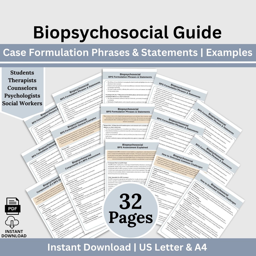 Mental Health Biopsychosocial Guide, Case Formulation Phrases ...