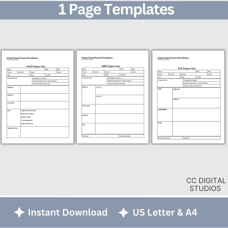 School Counselor Bundle of Progress Notes, BIRP Progress Note, SOAP ...