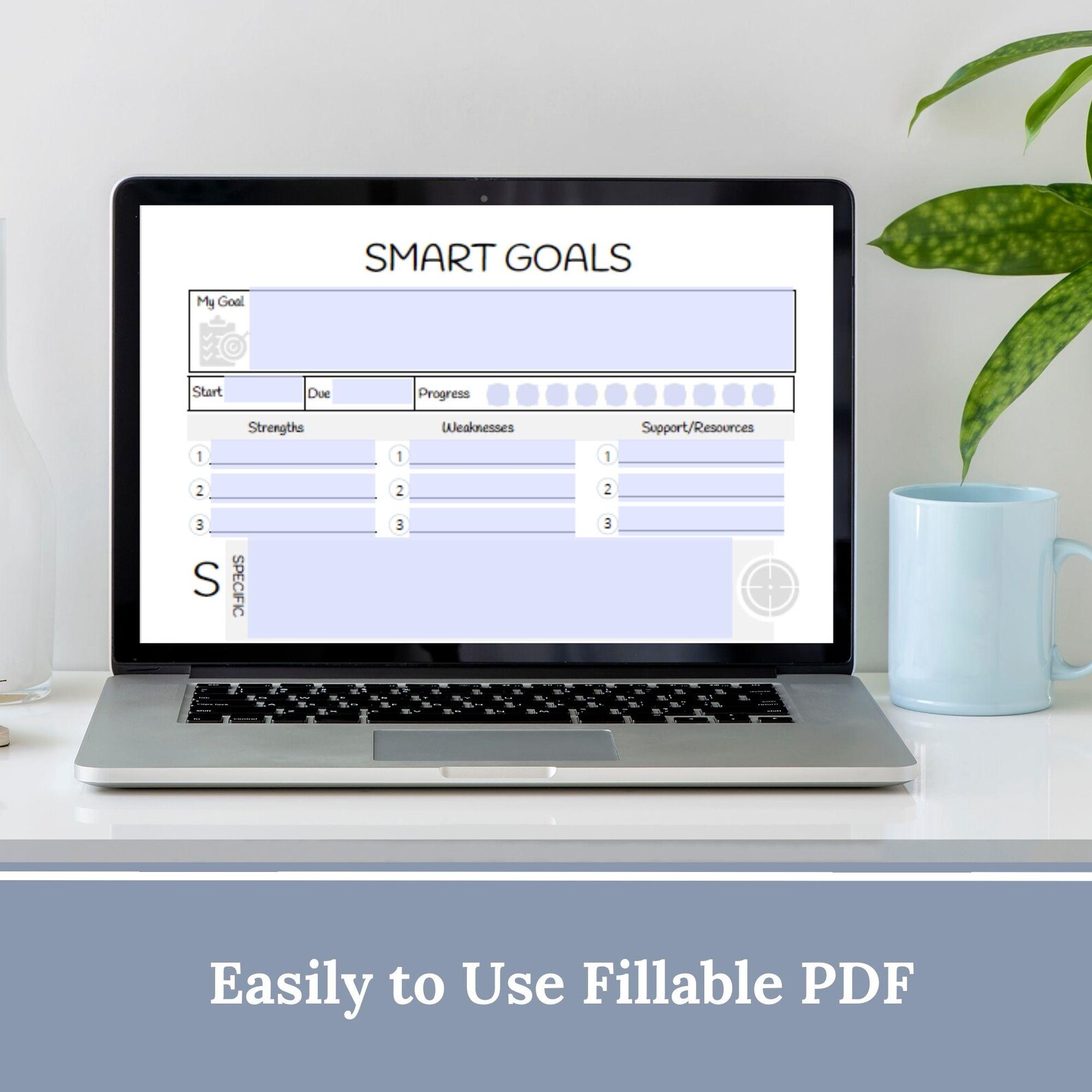 SMART Goals Template, Goal Setting Worksheet, Goal Tracker, DBT Skills ...