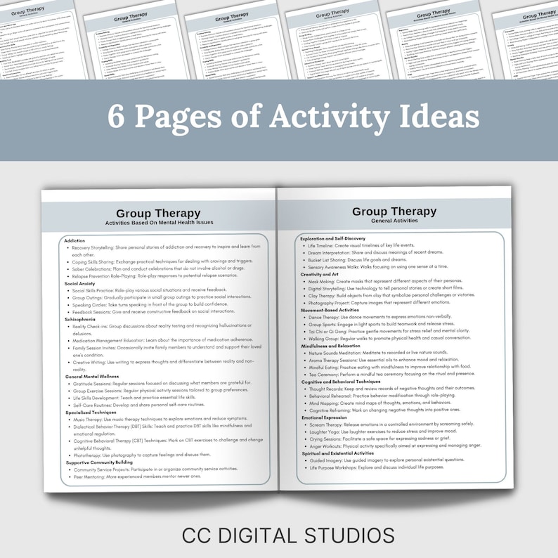 Mental Health Group Therapy Activity Ideas, Group Session Topics ...