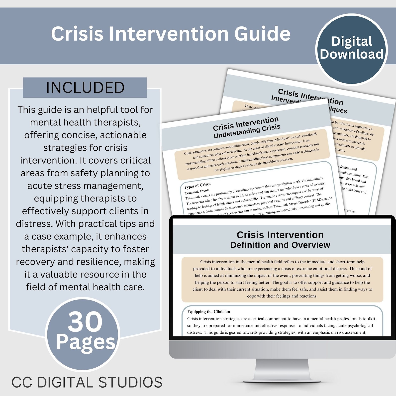 Mental Health Crisis Intervention Guide: Therapist Reference Sheets ...