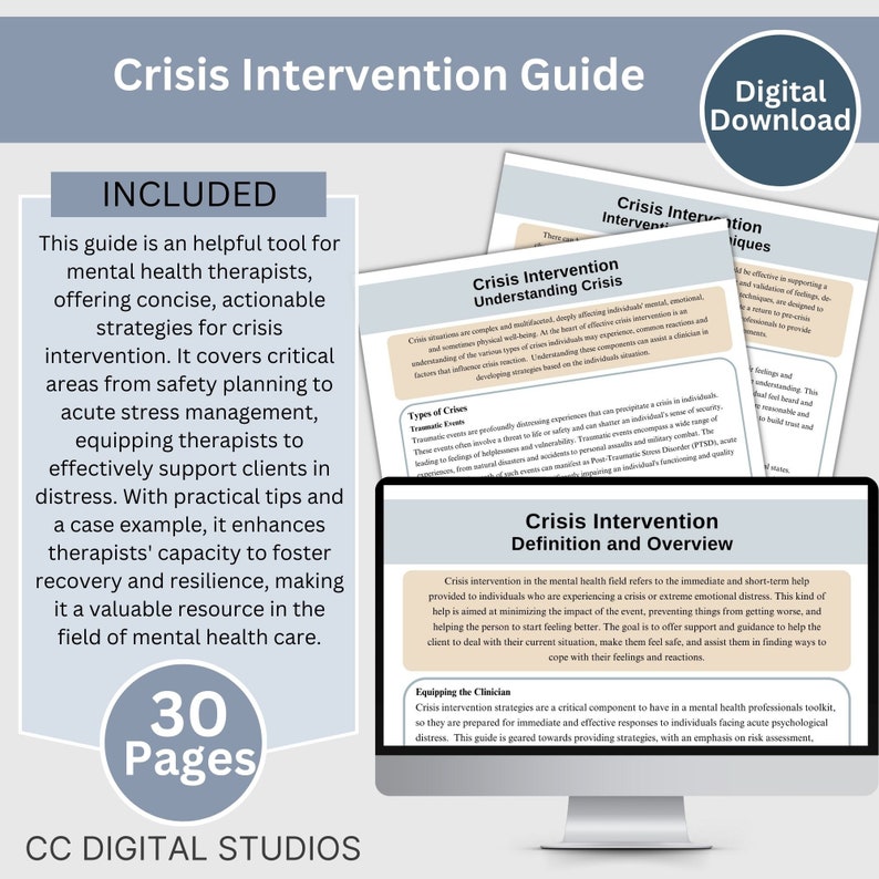 Mental Health Crisis Intervention Guide, Cheat Sheets Reference Sheets ...