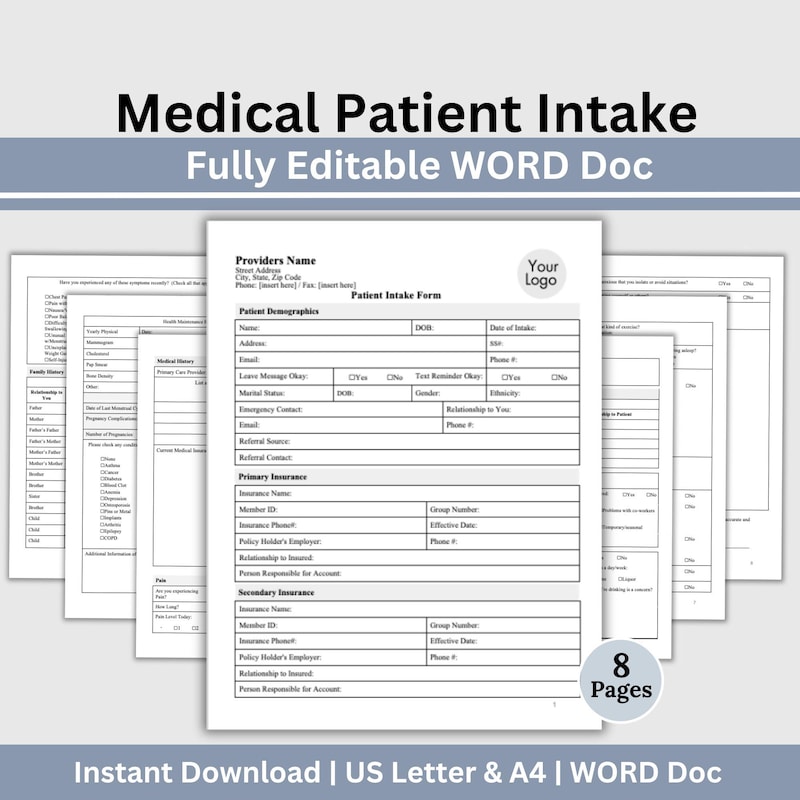 Medical New Patient Intake Form - Etsy