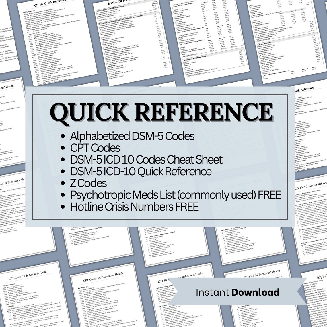 Mental Health Codes Cheat Sheet: DSM-5, ICD-10, CPT (digital Download ...