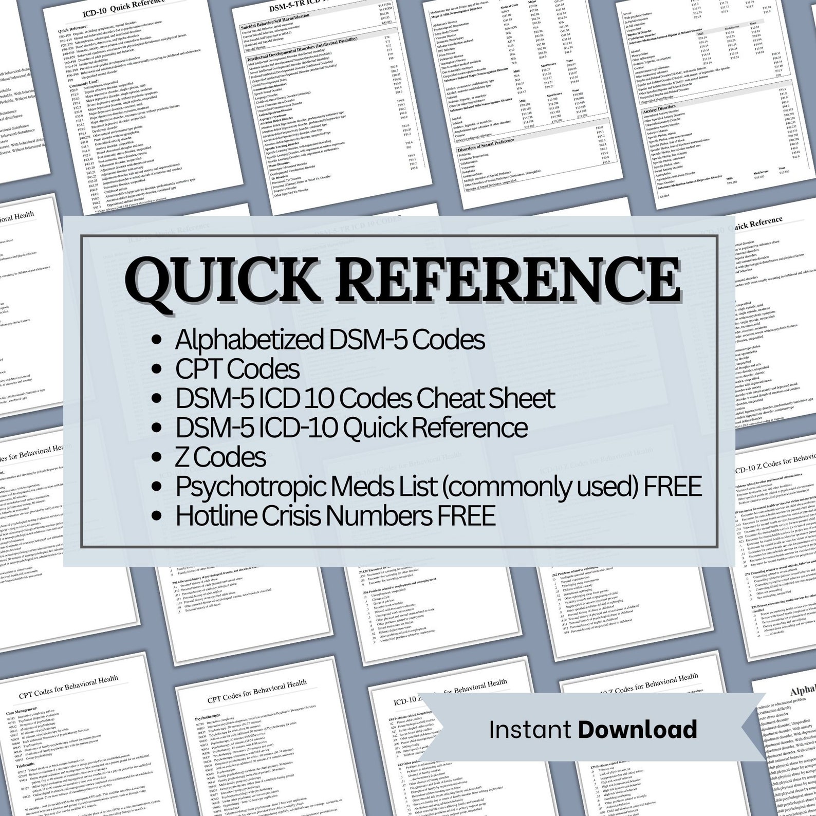 Mental Health Codes Cheat Sheet: DSM-5, ICD-10, CPT (digital Download ...
