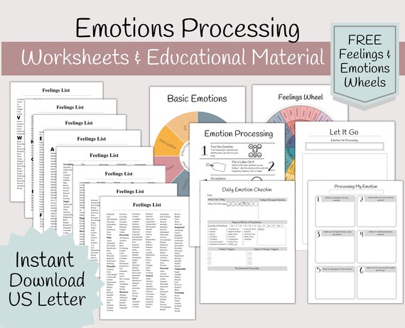 Emotion Processing Worksheets Feelings List Emotion - Etsy UK