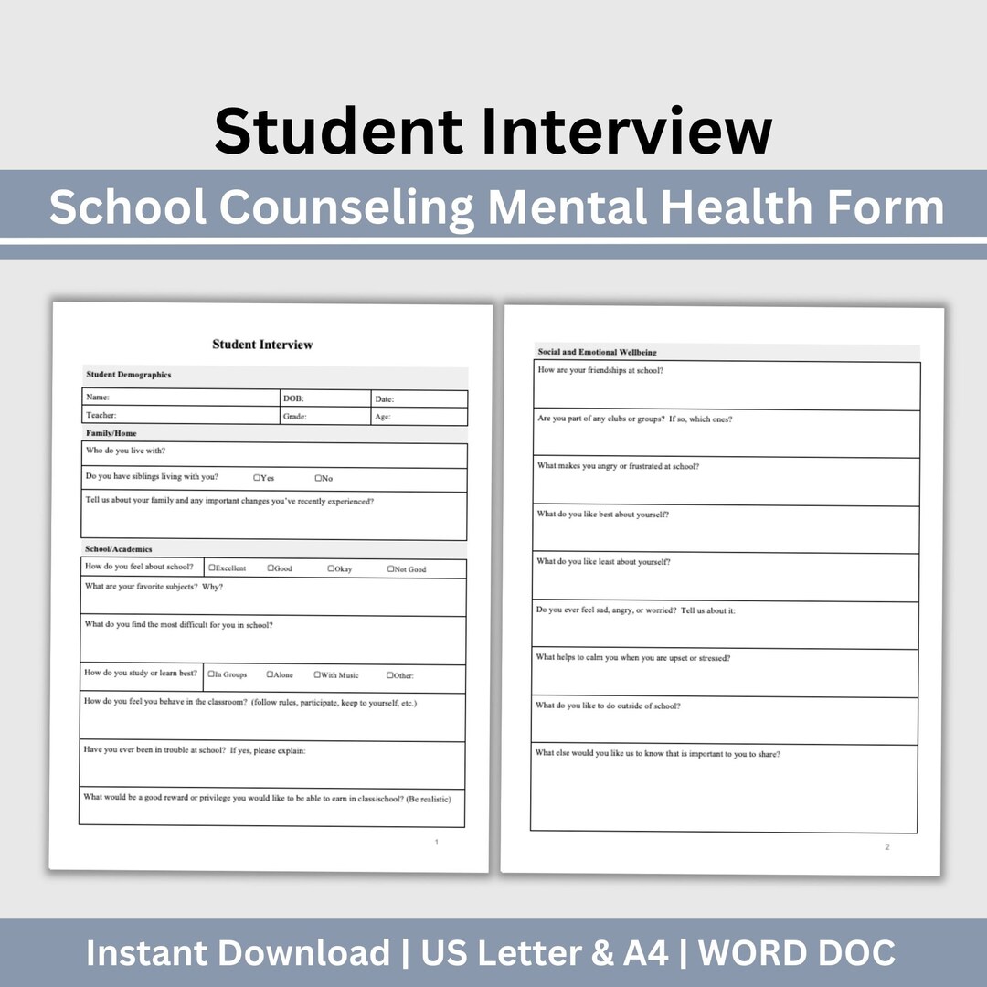 School Counselor Student Interview Template, School Psychologist ...