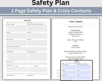 Safety Plan Template, Crisis Plan, Coping Skills, Suicide Prevention - Etsy