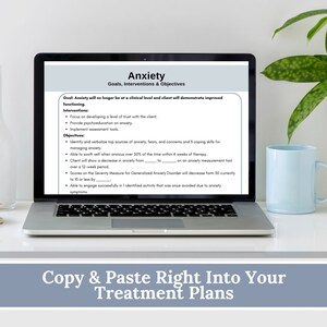 Anxiety Treatment Plan Cheat Sheet, Therapy Tool Measurable Goals ...