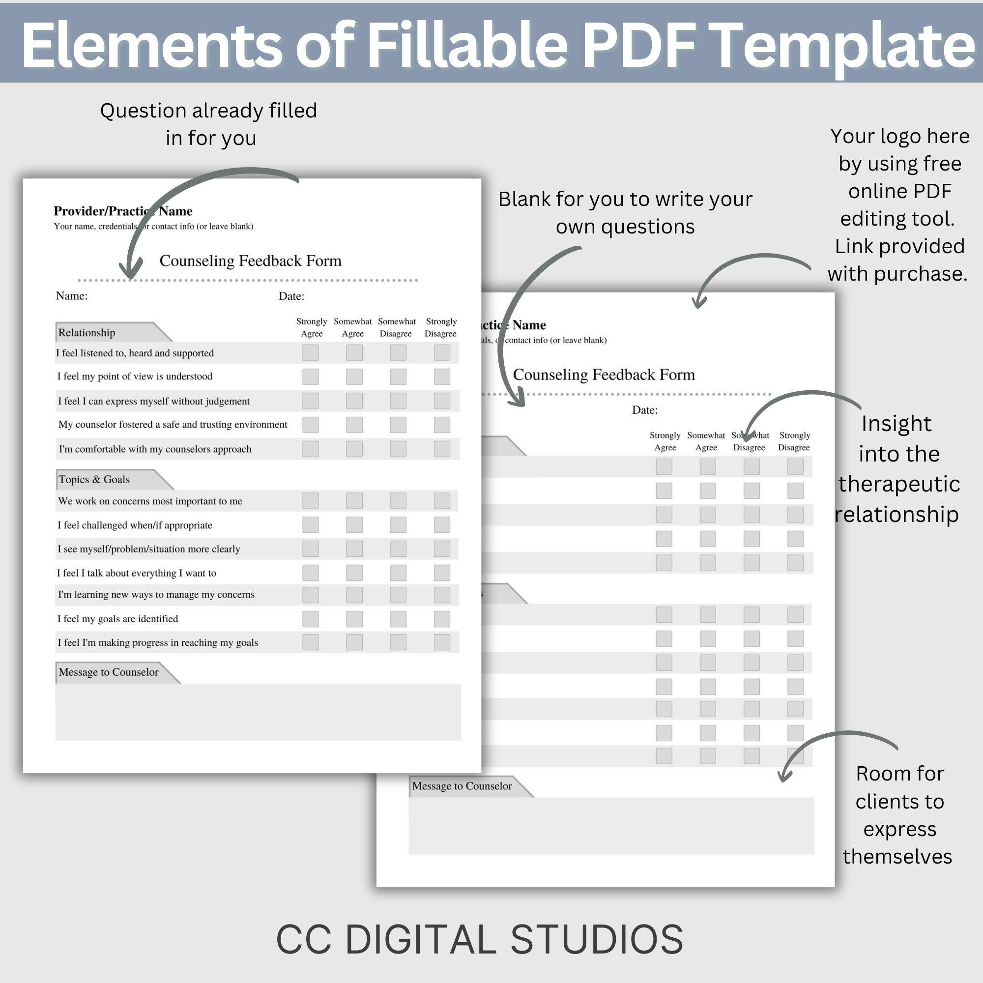 Counseling Feedback Form, Client Session Feedback, Counseling Session ...