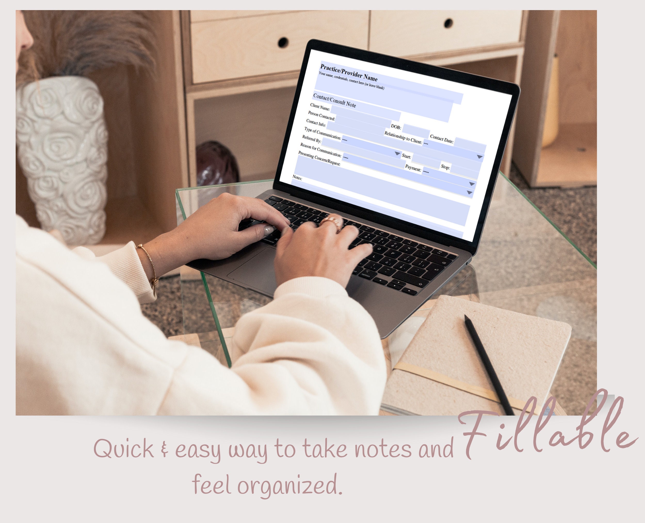 Therapy Contact Note, Fillable PDF Consultation Form, Therapy Note ...