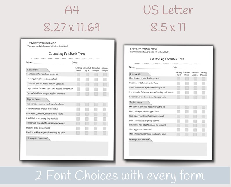 Counseling Feedback Form Fillable Feedback Form Client - Etsy UK