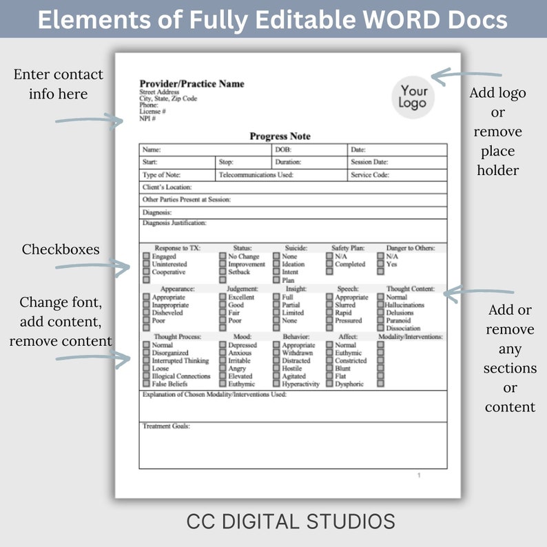 Telemental Health Bundle WORD Doc Therapy Notes, Therapy Notes for ...