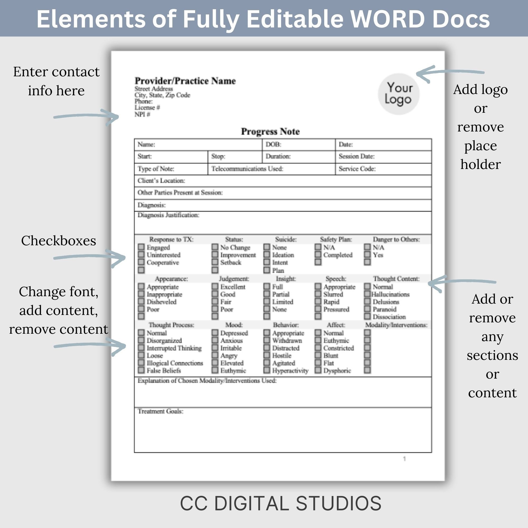 Telemental Health Bundle WORD Doc Therapy Notes, Therapy Notes for ...