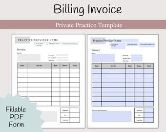 Therapist Invoice Template - Etsy