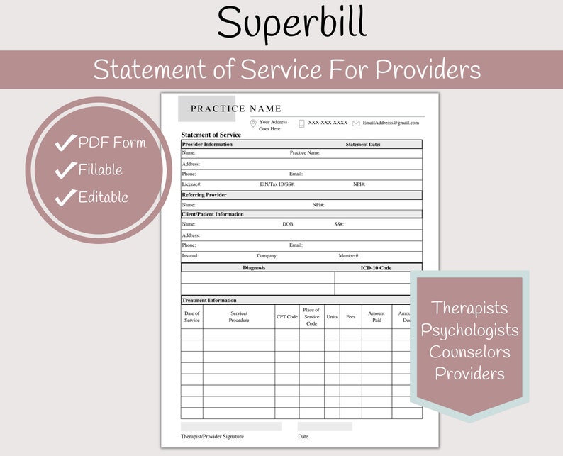 Superbill Template Mental Health