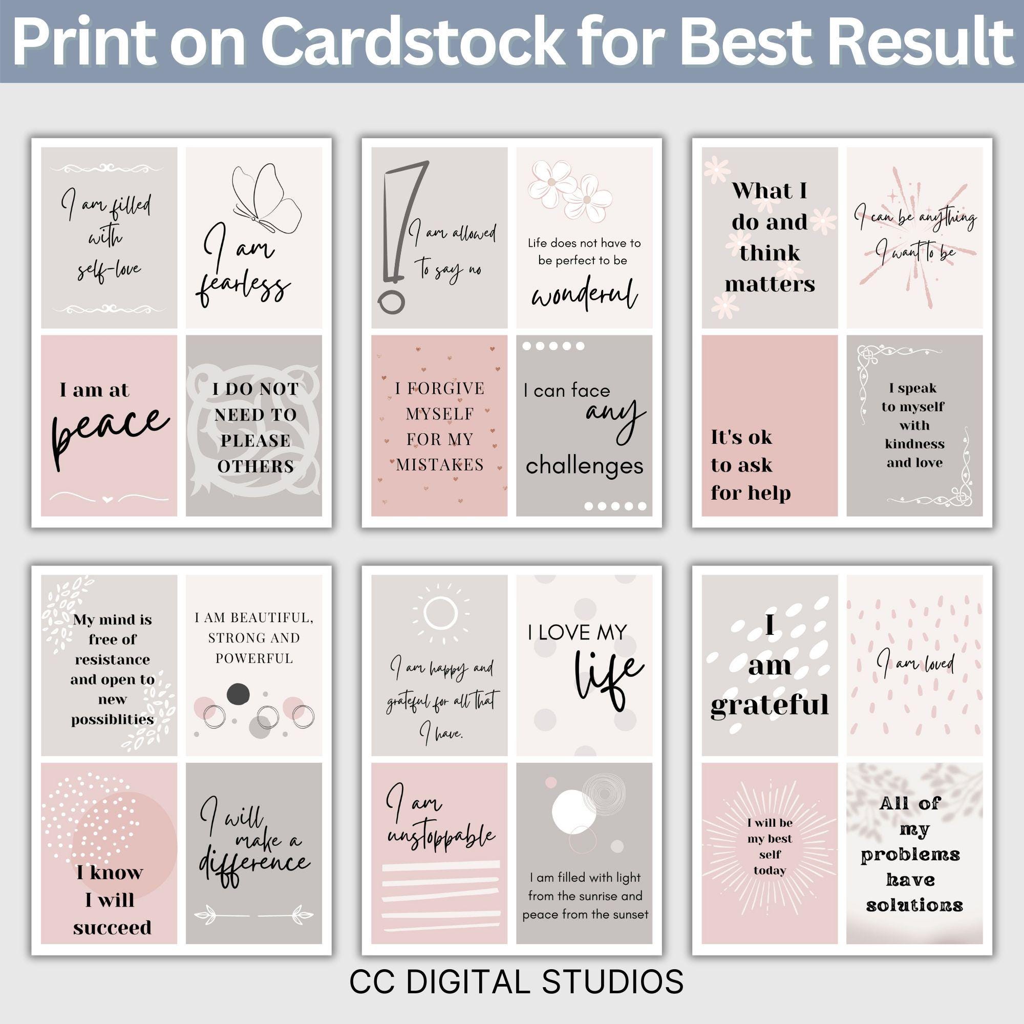 60 Positive Affirmation Cards: Printable Quote Meditation (digital ...