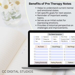 Pre & Post Therapy Notes, Therapy Session Log, Session Planner ...